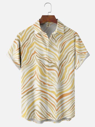 Moisture Wicking Animal Print Leopard Chest Pocket Hawaiian Shirt ...