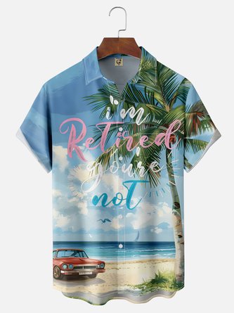 Moisture Wicking Seaside Retirement Chest Pocket Hawaiian Shirt | hardaddy