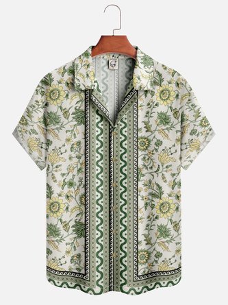Moisture-wicking Italian Style Mediterranean Floral Aloha Shirt | hardaddy